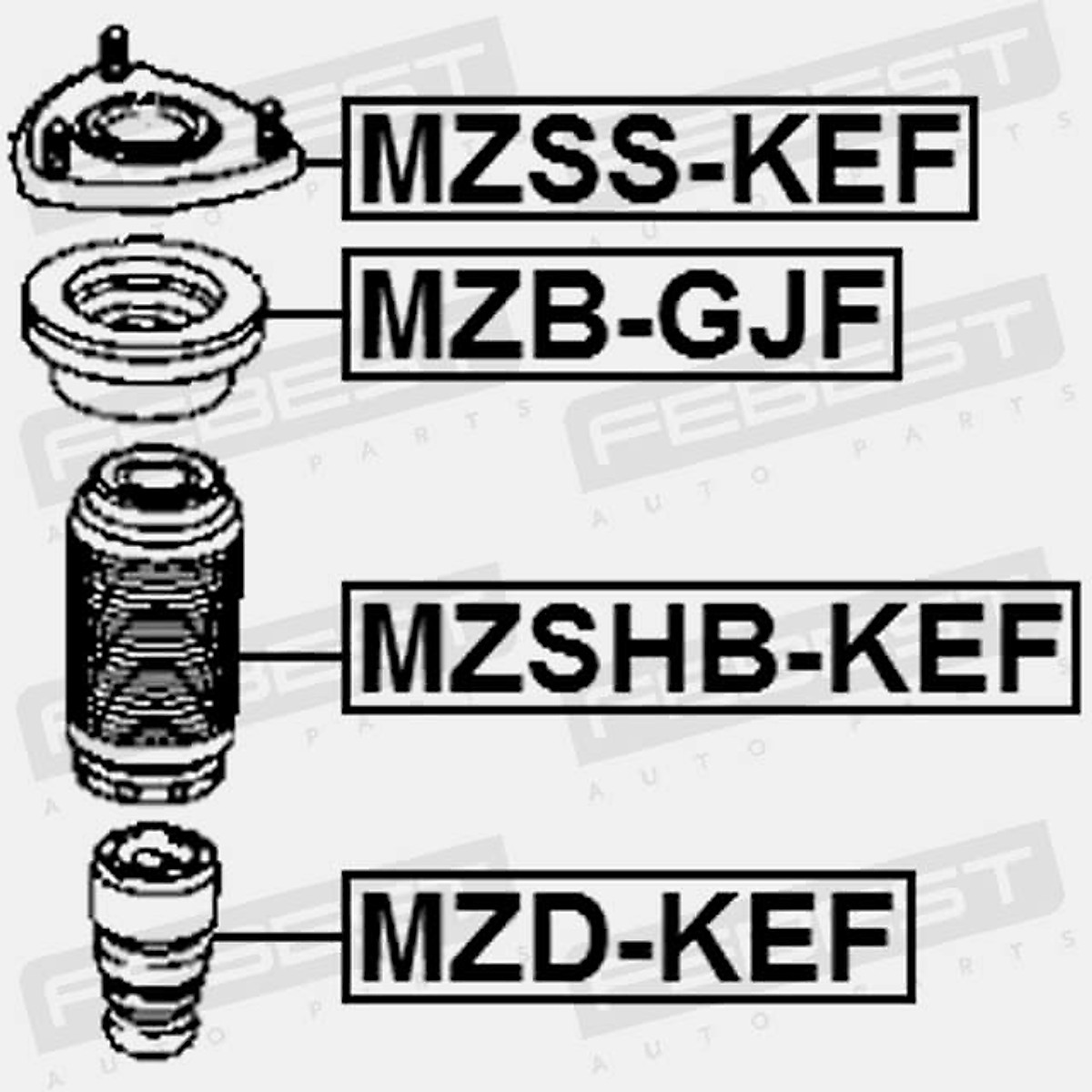 Front Shock Absorber Support Febest MZSS-KEF Oem KD35-34-380