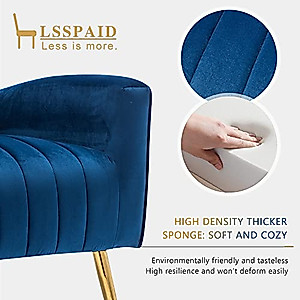 LSSPAID Velvet Accent Chairs Set of 2, Fabric Upholstered Accent Chair for Living Room, Wing Back Mid Century Modern Arm Chair, Metal Legs Living Room Chairs, Navy