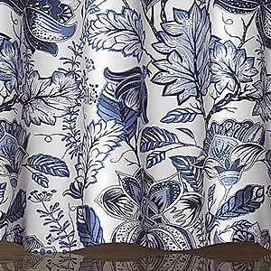 Lush Decor, Blue Cynthia Jacobean Shower Curtain-Fabric Floral Print Design,72 x 72