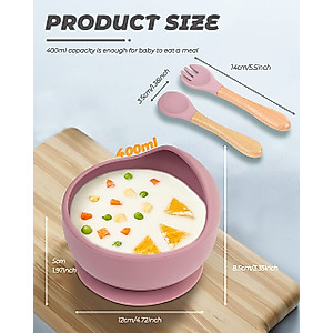 3 Pcs Baby Utensils for Self-Feeding, Silicone Bowls for Baby, Baby Spoons and Baby Forks, Suction Cup Bowls for Babies, and Kids Utensils for Over 6 Months