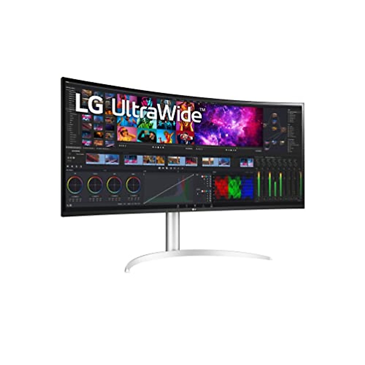 LG 40WP95C-W 40” UltraWide Curved WUHD (5120 x 2160) 5K2K Nano IPS Display, DCI-P3 98% (Typ.) with HDR10, Thunderbolt 4 with 96W PD, 3-Side Virtually Borderless Design Tilt/Height/Swivel Stand