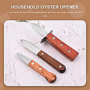 Angoily Hand Oyster Shucker 3Pcs Stainless Steel Oyster Knives with Wood Handle Shucker Oyster Shucking Tool Clam Shellfish Seafood Opener Practical Kitchen Oyster Knife Shucker