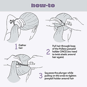 Pulleez Patented Adjustable Sliding Ponytail Holder, Set of 4 - Acrylic Charms - 2 Brown/ 2 Black Elastic Hair Ties. Perfect for Thin, Thick, or Natural Hair