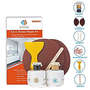 Tub, Tile and Shower Repair Kit (Color Match), 3.7oz Fiberglass Repair Kit, Porcelain Repair Kit White, Bathtub Ceramic Tile Sink Acrylic tub Repair Kit, Tub Chip Crack Fix Almond Black