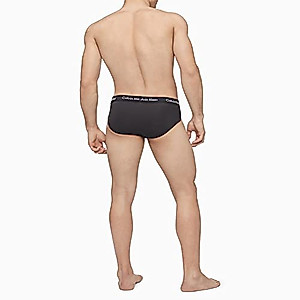 Calvin Klein Men's Cotton Stretch 3-Pack Hip Brief, 1 Black/ 1 Blue Shadow/ 1 Cobalt Water, L