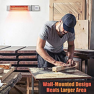 COSTWAY Wall-Mounted Patio Heater, 750W/1500W Infrared Heater with 9-Level Adjustable, 24H Timer, Auto Shut Off, Remote Control, Install Multi-Angle Adjustment, Outdoor Heater for Garage, Home