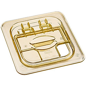 Cambro 60HPLN150 Amber 1/6 Size Notched H-Pan FlipLid