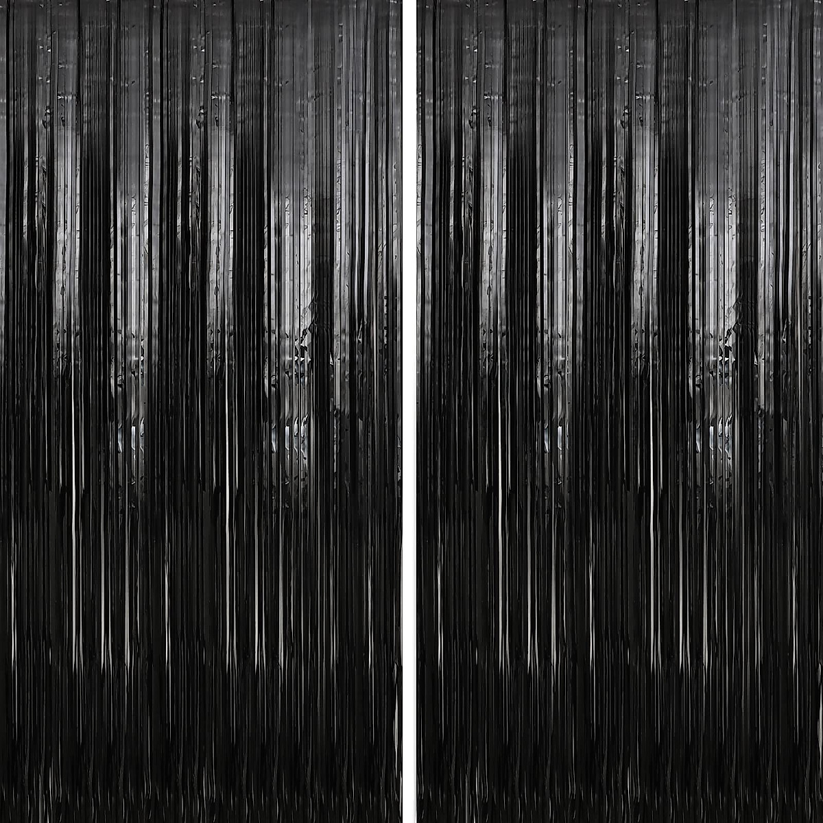 Crosize 2 Pack 3.3 x 9.9 ft Black Foil Fringe Backdrop Curtain, Streamer Backdrop Curtains, Streamers Birthday Party Decorations, Tinsel Curtain for Parties, Photo Booth Backdrops, Party Décor
