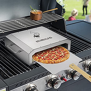 Mimiuo Portable Barbecue Pizza Top Oven Kit with 13" Pizza Stone and Foldable Pizza Peel - Stainless Steel Gas Grilled Pizza Oven for Most Gas Grill Charcoal Grill Pellet Grill & Other Grills