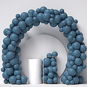 Dusty Blue Balloon Garland Arch Kits - 80pcs Slate Blue Balloons Different Sizes 5 Inch 12 Inch Birthday Balloons Sea Blue Balloon Arch for for Baby Shower Gender Reveal Wedding Party Decoration