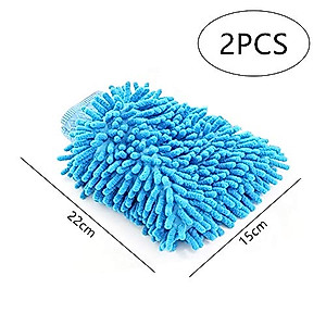 NA 2Pcs Car wash Mitt Microfiber Wash Gloves Car Cleaning Microfiber Mitt Cleaning Microfibre Cloths for Car Cleaning & Household Cleaning