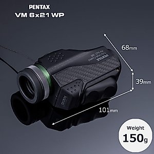 PENTAX Monocular VM 6x21 WP Easy to use with just one hand.Universal design that is ergonomically easy to operate. Bright and clear view with high contrast and excellent optical performance.Waterproof