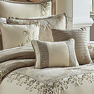 Riverbrook Home 100% Polyester Comforter Set, King, Hillcrest - Ivory/Gold, 10 Piece Set