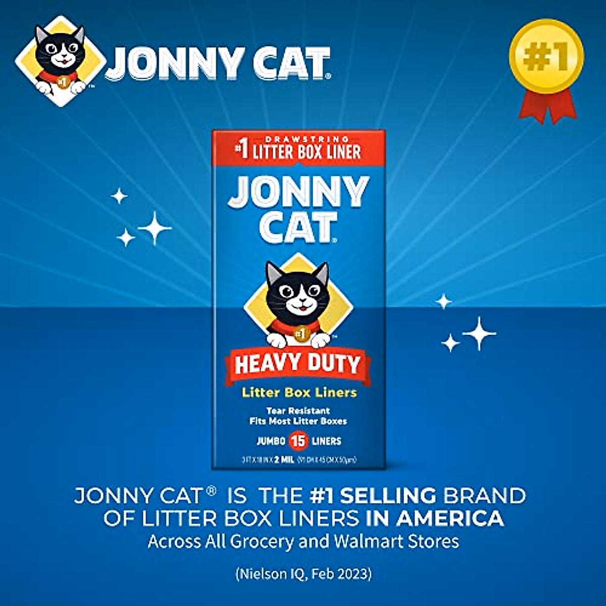 Jonny Cat Heavy Duty Jumbo Tear-Resistant Litter Box Liners, 15 Count