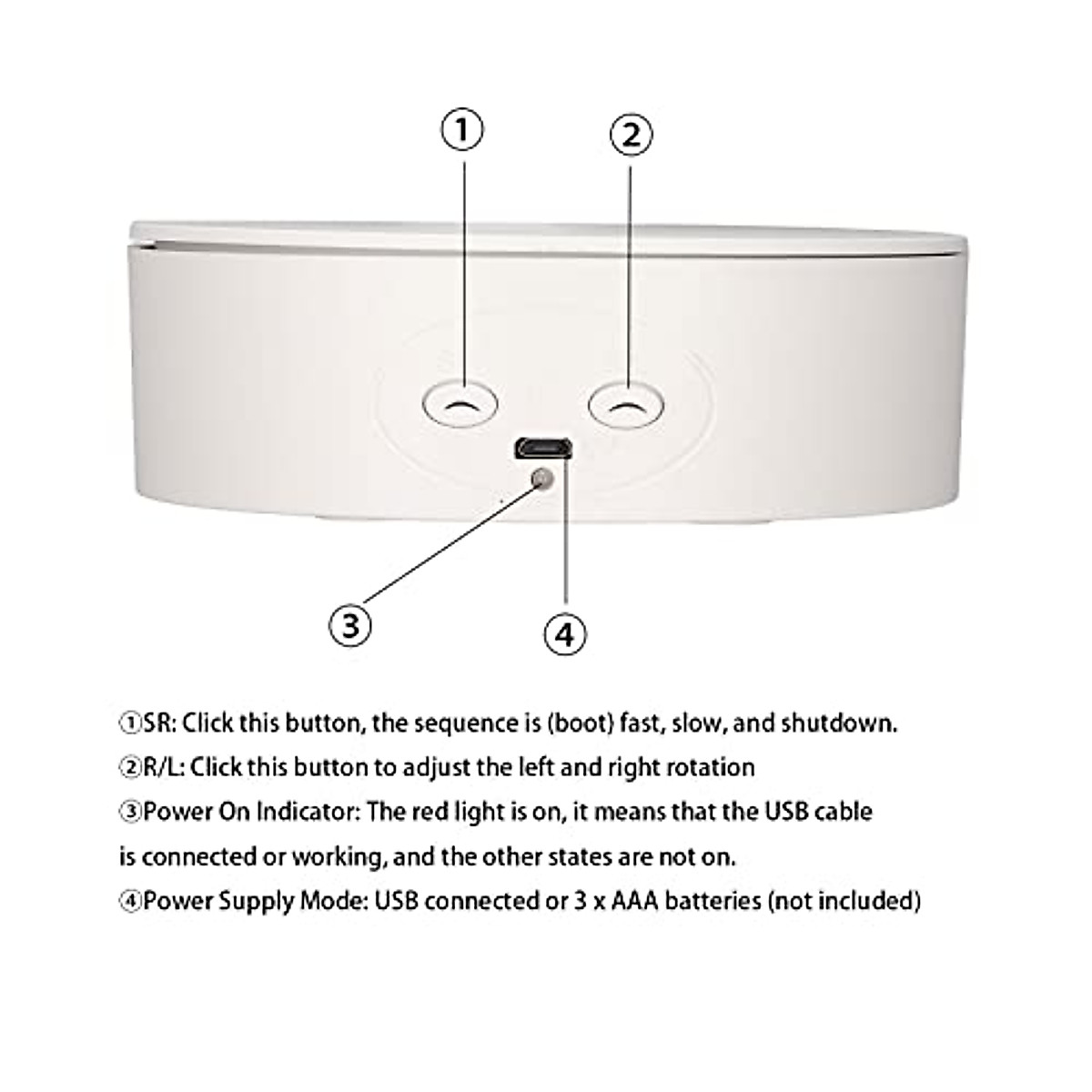 Tharyee Electric Rotating Display Stand, 360 Degree Rotating Turntable, 360 Degree Rotating Display Stand Maximum Load 6.6lb Electric Rotating Turntable for Wine Bottles Cosmetics (White)