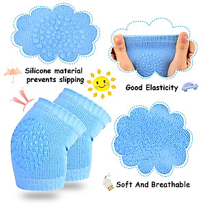 IUMÉ Baby Knee Pads for Crawling, 5 Pairs Unisex Baby Crawling Pads Anti-Slip Baby Protect Knee Pads for Crawling