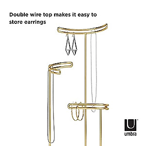 Umbra Tesora 3-Tier Jewelry Stand, Earring Holder, Accessory Organizer and Display, Glass/Brass