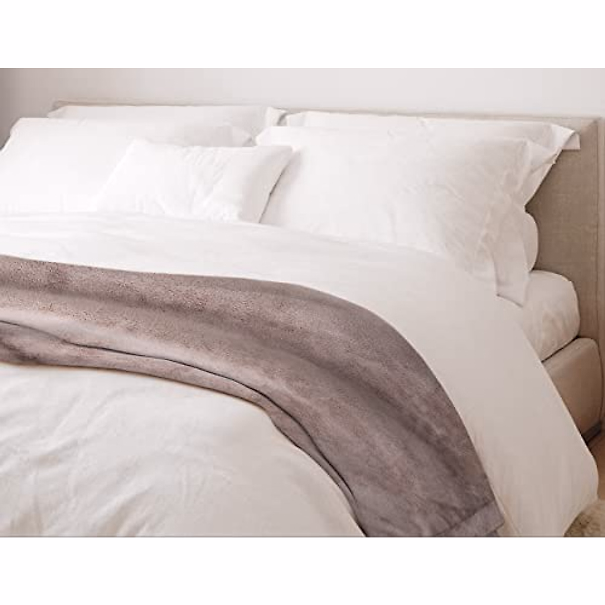 Lumina Lou Solid Faux Fur Throw Blanket- Bed & Sofa Faux Fur / Solid Mink Reversible Throw for Home Décor- Double-Sided, Ultra-Soft, Warm & Lightweight Throw Blanket, 50x60, Taupe