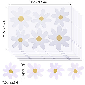 36PCS Daisy Wall Decal White Daisy Decals Flower Wall Decals Peel and Stick Retro White Daisy Flower Wall Stickers Vinyl Wall Floral Decals for Kids Nursery Bedroom Classroom Office Decor 6 Sheet