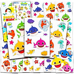 Baby Shark Temporary Tattoo Set - Baby Shark Party Favors Bundle with 96 Temporary Tattoos Plus Bonus Spongebob Stickers (Baby Shark Party Supplies)