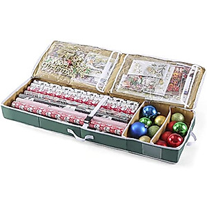 Vencer Holiday 42" Structured Wrap Storage Organizer Under-Bed Storage Container for Holiday Storage of Gift Bags, Green,VHO-029