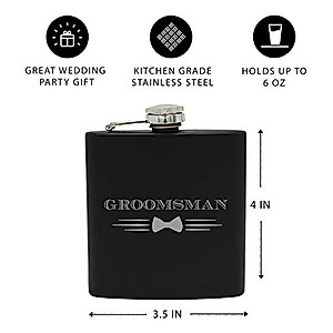 My Personal Memories Bow Tie Groomsman, Best Man, Groom 6 oz Flask Gift for Bachelor Party, Wedding (Groomsman)