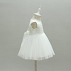 CareCheer White Baby Girl Christening Short Dress Baptism Dedication Blessing Gown Special Occasion Dresses (0-6 Months)