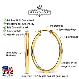 14k Gold Classic Hoop Earrings, 1" Diameter (yellow-gold)