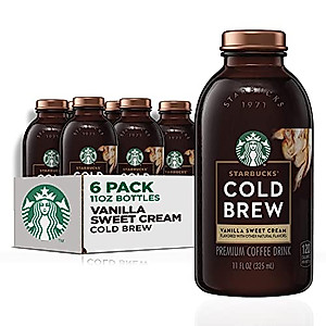 Starbucks RTD Coffee, Cold Brew, Vanilla Sweet Cream , 11oz Glass Bottles (6 Pack)