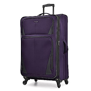 U.S. Traveler Aviron Bay Expandable Softside Luggage with Spinner Wheels, Purple, 30-Inch