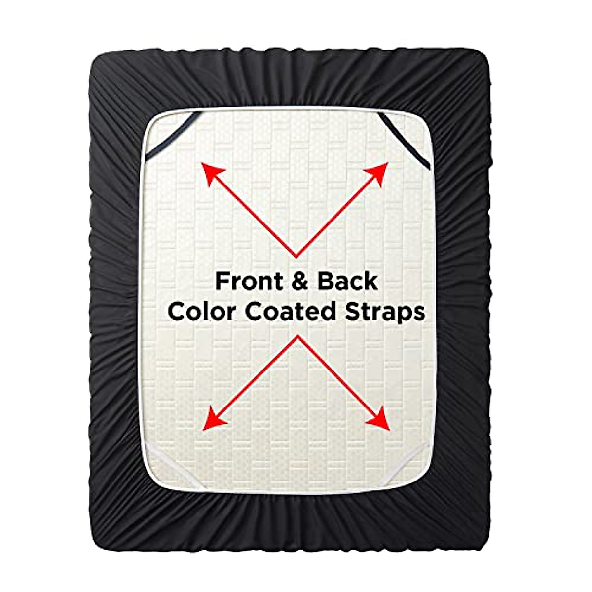 Empyrean Extra Deep Pocket Queen Fitted Sheet Only - Black Fitted Sheet Queen Size, Soft Fitted Bed Sheets for 18 to 24 Inch Mattresses, Luxury Queen Fitted Sheet Deep Pocket with Corner Straps