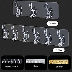 Heavy Duty 30lb(max) Self Adhesive Multi-Function Hooks Wall Clothes Tree(Transparent)