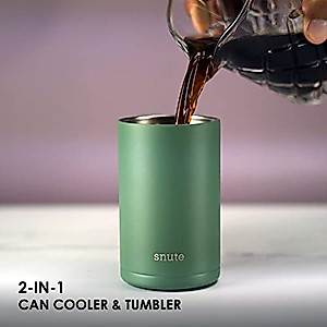 Snute Standard Can Cooler for Beer, Soda, Sparkling Water | Vacuum Insulated Stainless Steel Drink Sleeve Holder for 12oz Regular Cans (Olive)