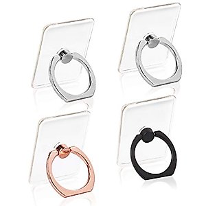 Cell Phone Ring Holder Finger Kickstand - 4Pcs Cell Phone Case Ring Stand 360 Rotation Phone Holder Clear Popsockets with Finger Ring - iPad Kickstand for Phone Case Compatible to iPhone Samsung