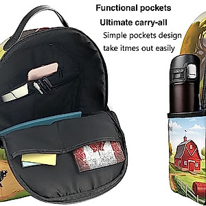 BAFAFA Cartoon Red Farm Printed Travel Backpack Business Work Bag Computer Bag Outdoor Sports Rucksack