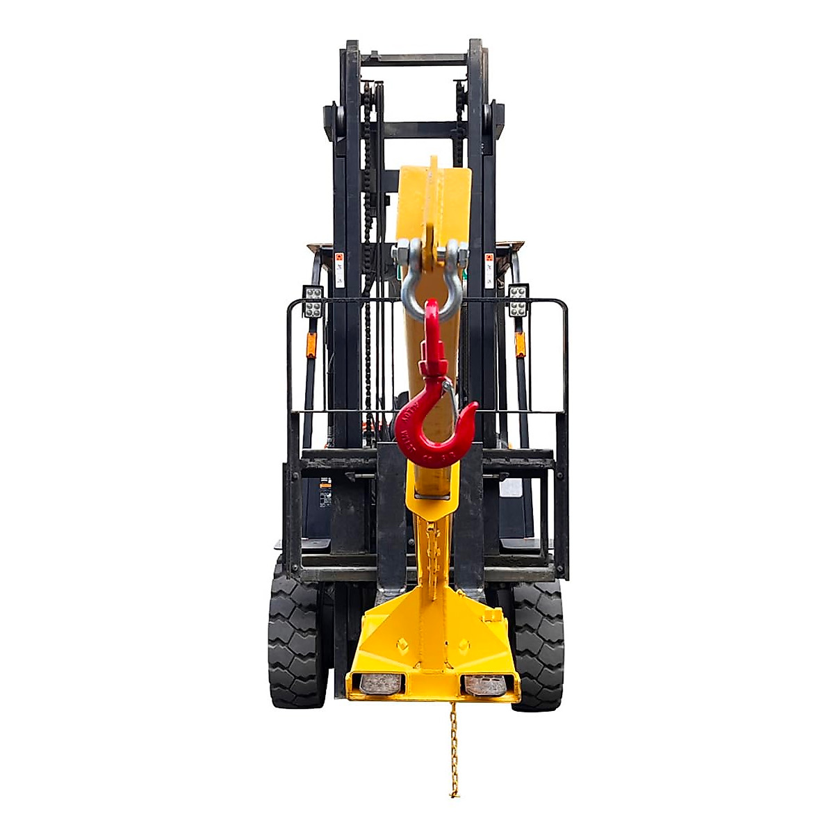 INTBUYING Adjustable Forklift Jib Boom Crane, Lifting up to 4400LB/2T, with a Mobile Crane Hoist and Truss Hook Extension Attachment Ranging from 63-98in, for Forklift Towing and Handling Equipment