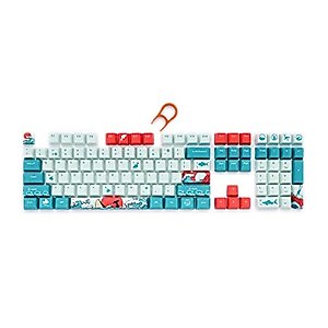 108 Keys Coral Sea Keycap Set OEM Profile PBT 5-Sided Dye-Sublimation ​Keycaps for 61/87/104 Keys Mechanical Keyboard with Keycaps Puller