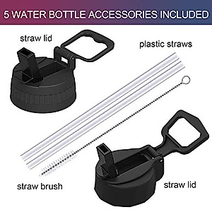 64oz Sports Water Bottle, Aikico Stainless Steel Water Bottle with Straw Lid, Double Vacuum Insulated Thermos Mug, Reusable Wide Mouth Flask Thermos for Hot and Cold Drinks(Rose)