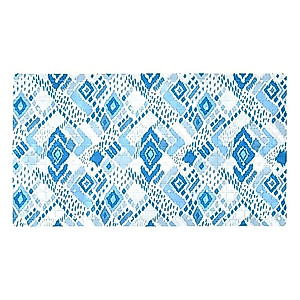 Bath Tub Shower Mat - Anti-Slip PVC Material 15.1x26.8 in, Gentle Cushioning Quick Drying Suction Cups Reliable Solution - Geometric Folk Element Patterns Non-Slip Floor Mat