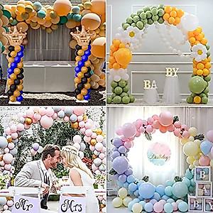Decojoy Balloon Arch Stand, 7.5ft Large Round Backdrop Frame, Adjustable Half Circle Arch, 2 set Reusable Metal Ballon Column Kit with Base 3IN1 for Birthday, Wedding, Graduation, Baby Shower Party