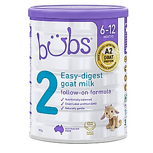 Bubs Goat Milk Follow-On Formula Stage 2, Babies 6-12 months, Made with Fresh Goat Milk, 28.2 oz