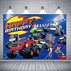 Blaze and The Monster Machines Season Photo Backdrops Monster Machines Photography Background Boys Kids Happy Birthday Party Cake Table Decoration 7x5ft