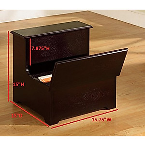 King's Brand Cherry Finish Wood Bedroom Bed Storage Step Stool