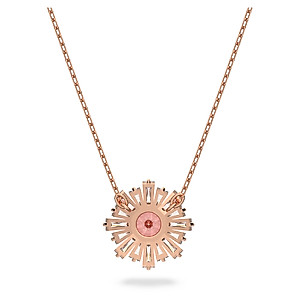 SWAROVSKI Sunshine Pendant Necklace with Pink and Clear Crystal Sun Motif on a Rose-Gold Tone Finish Setting and Simple Chain, Part of the Sunshine Collection
