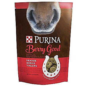 Purina | Berry Good - Raspberry Flavored Senior Horse Treats | Added Biotin for Hoof Health -3 Pound (3 lb) Bag