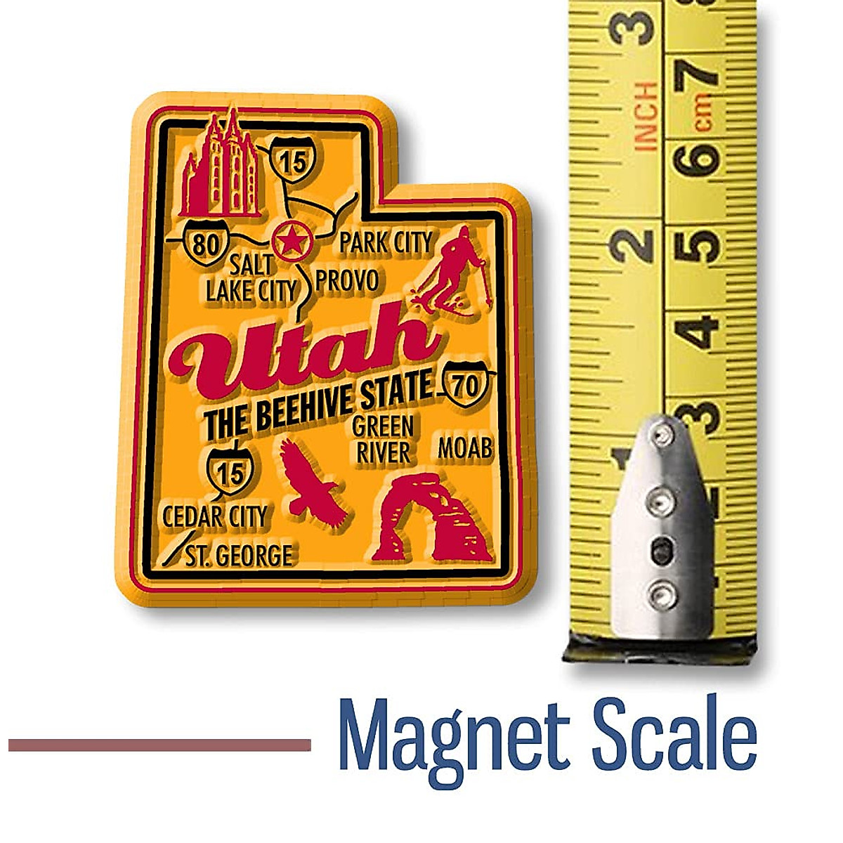 Utah Premium State Magnet by Classic Magnets, 1.9" x 2.3", Collectible Souvenirs Made in The USA