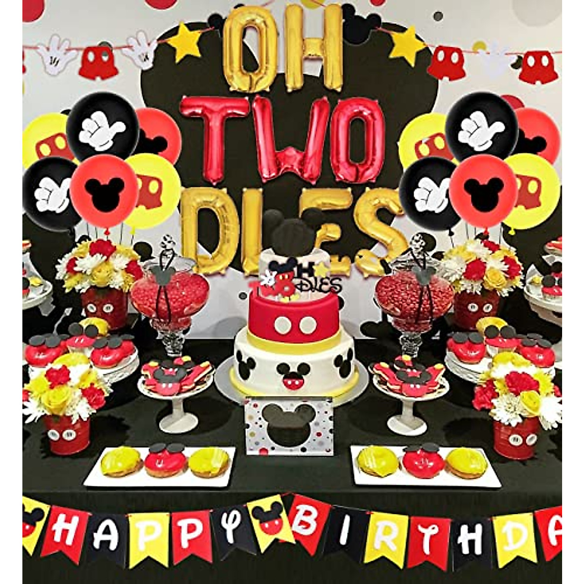 Cartoon Mouse 2nd Birthday Party Supplies Oh Twodles Party Decorations Cake Topper Balloon Happy Birthday Banner Felt Garland
