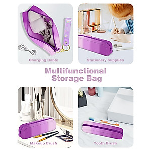 FINPAC Pencil Case, Small Pencil Pouch with Wristlet, Big Capacity Zipper Portable Silicone Pen Bag for Students Women, Bible Journaling Supplies and Accessories, Makeup Bags Organizer, Iris Purple