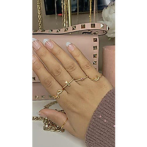 L & M Accessorize - 925 Sterling Silver 18K Gold Plated Rectangular Crystal Ring (9)