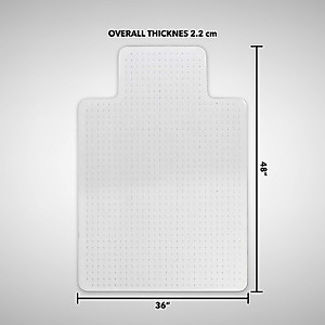Heavy Duty Office Chair Mat with Lip for Carpet - 48 x 36 Inches Clear Desk Chair Mat - Anti-Slip Durable Carpet Protector for Desk Chair